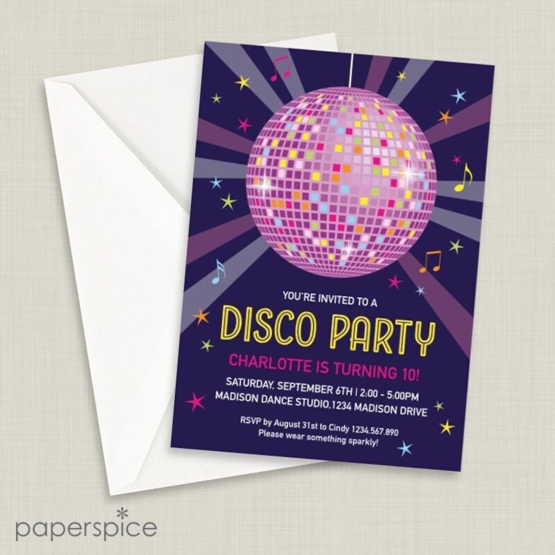 Disco Party Invitation, Dance Party Invite, Kids Birthday Party ...