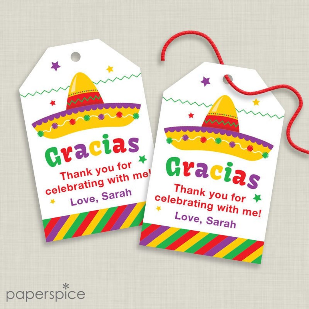 Fiesta Party Favor Tags Mexican Fiesta Favour Tags Birthday - Etsy