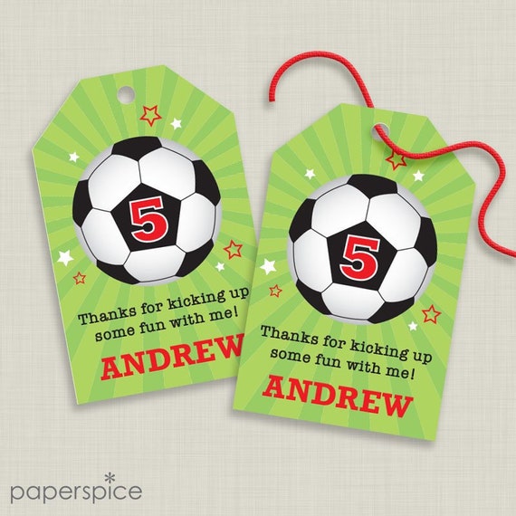 Soccer Party Favor Tags, Football Party Favour Tags, Thank You Tags ...