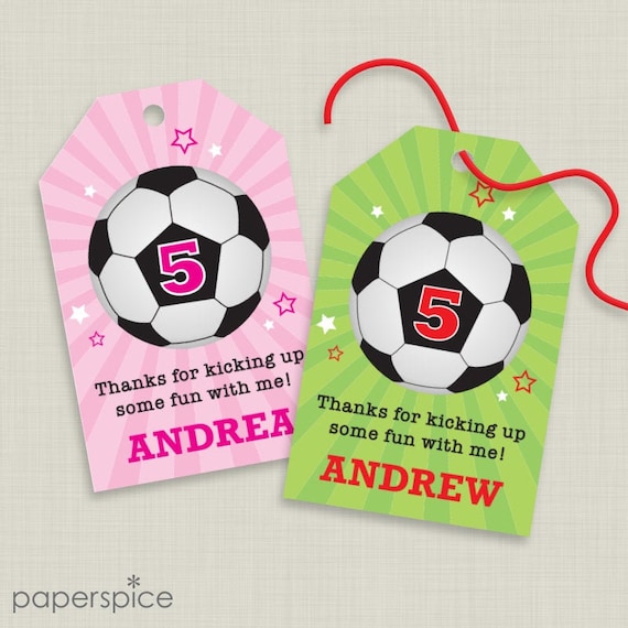 Soccer Party Favor Tags, Football Party Favour Tags, Girl or Boy Soccer ...