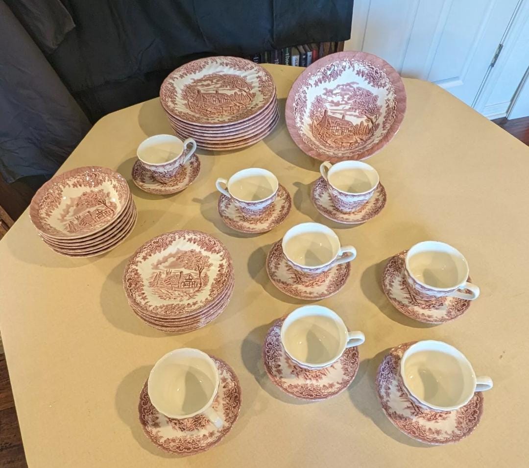 CHURCHILL China 39 Pc. Set the Brooke Red Dinnerware Set- Design ...