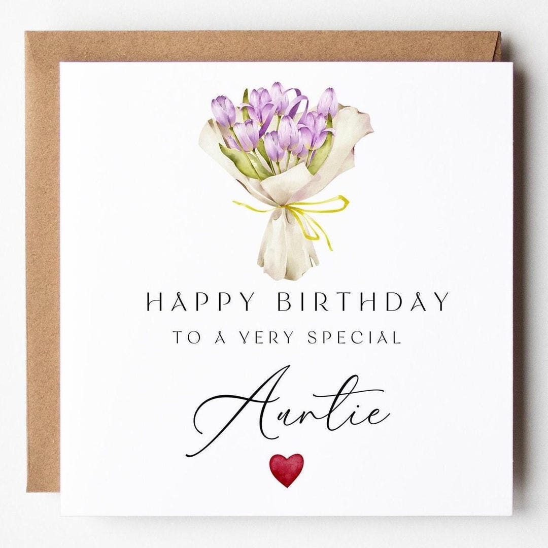 Auntie Birthday Card, Flowers Birthday Card, Happy Birthday, Love Heart ...