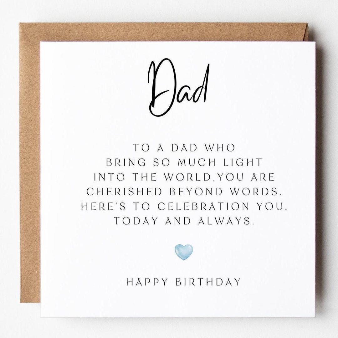 Personalized Dad Birthday Card: Minimalist Poem, Blue Heart - Etsy