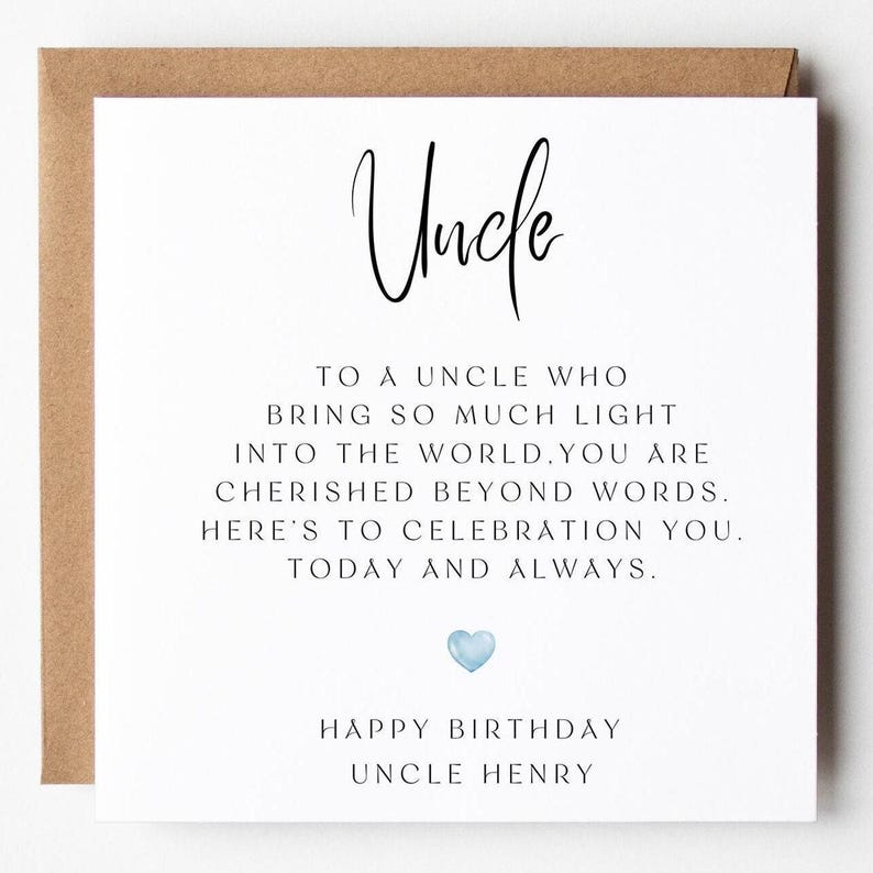 PRINTABLE Uncle Poem Birthday Card, Message Birthday Card, Blue Heart ...