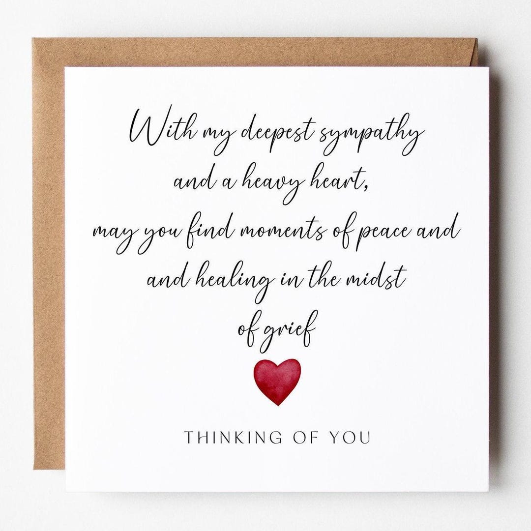 Condolence Card, Sorry for You Loss, Thinking of You Card, Red Heart ...