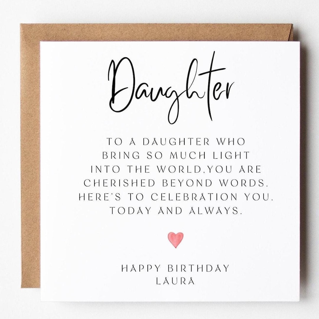 PRINTABLE Daughter Poem Birthday Card, Daughter Message Card, Sweet ...