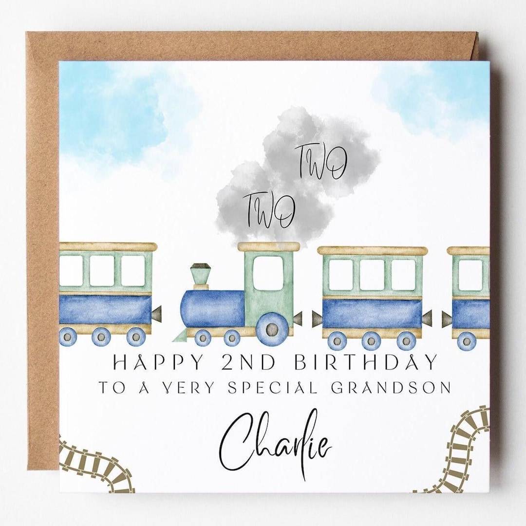Personalized Grandson 2nd Birthday Card: Choo Choo Train - Etsy