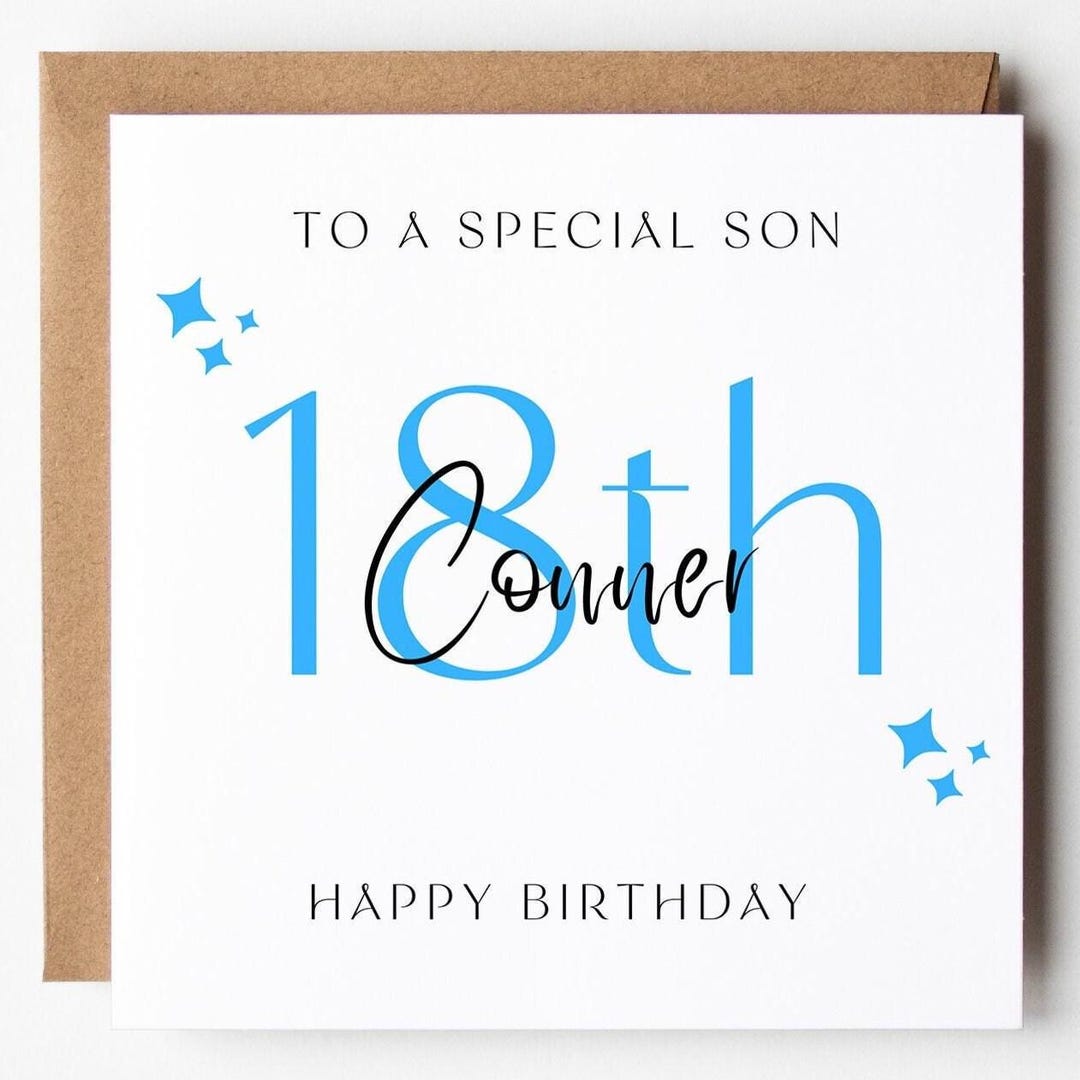 Blue 18th Birthday Card, Happy Birthday, Gift for Him, Friend, Son ...