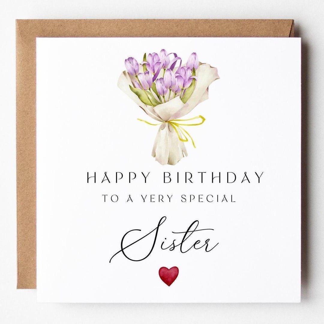 Personalized Sister Birthday Card: Floral Bouquet, Custom Message - Etsy