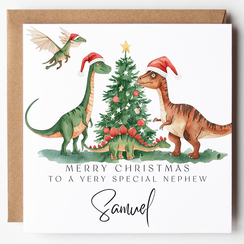 Dinosaur Great Nephew Christmas Cards - Etsy UK