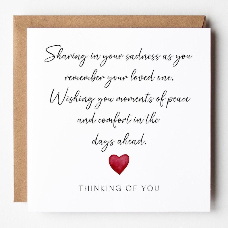 Condolence Card: Red Heart Sympathy Card - Etsy