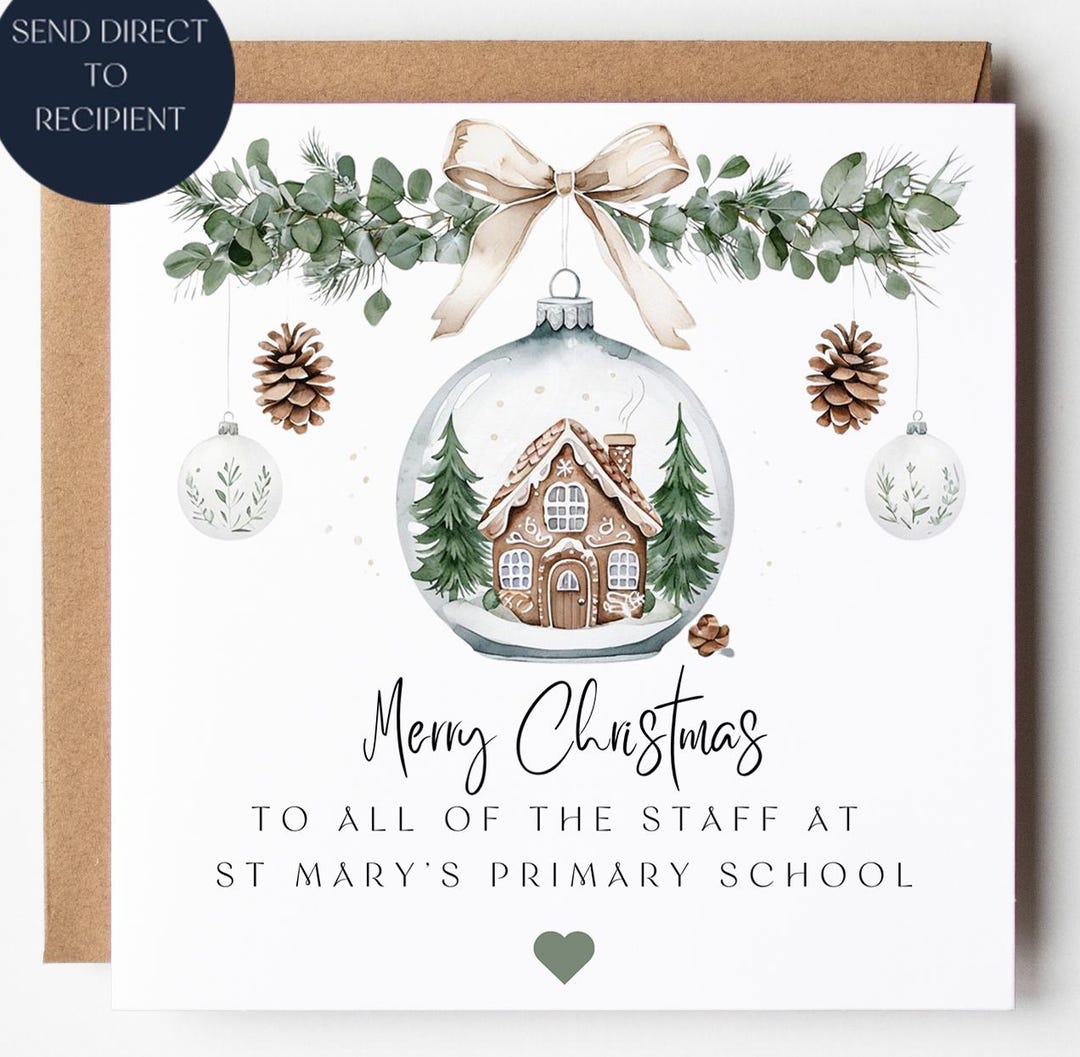 Personalized Staff Christmas Card: Gingerbread House Bauble - Etsy