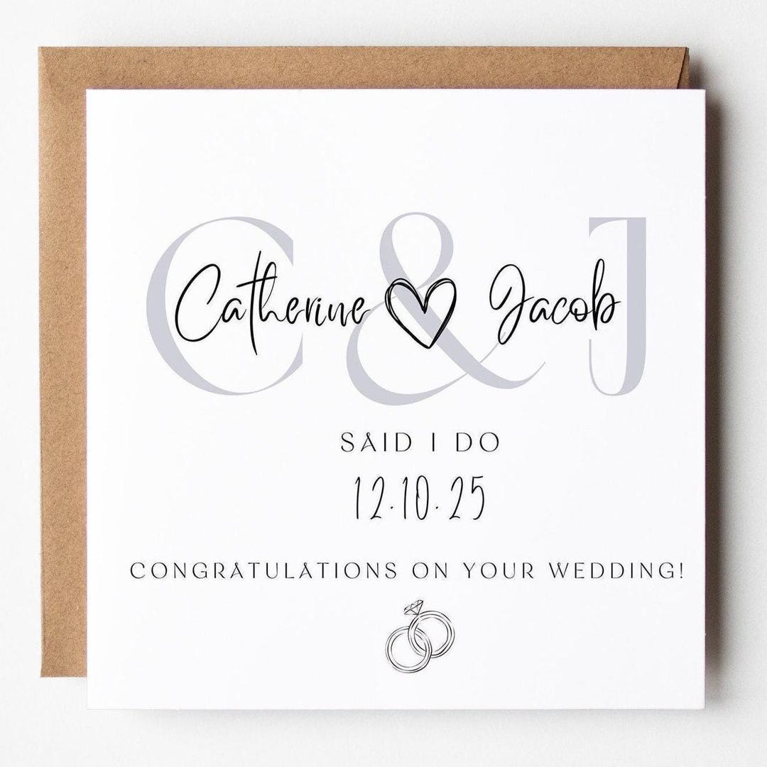 Monogram Wedding Card: Personalized Initials, Elegant Design - Etsy