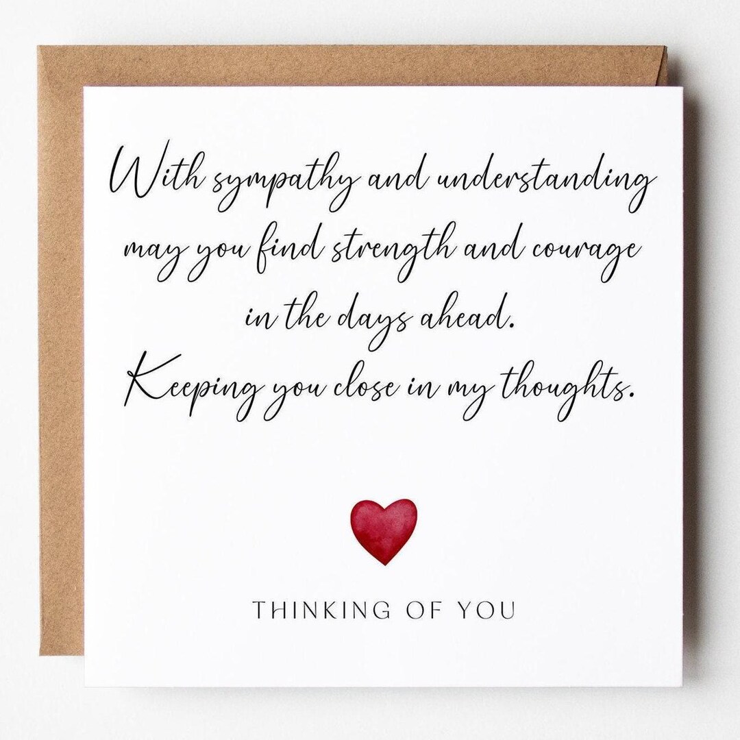 Personalized Sympathy Card: Red Heart, Thinking of You - Etsy