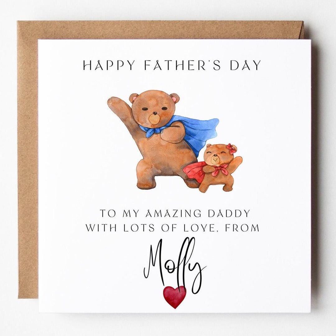 PRINTABLE Personalised Father's Day Card, Teddy Bear Father's Day Card ...