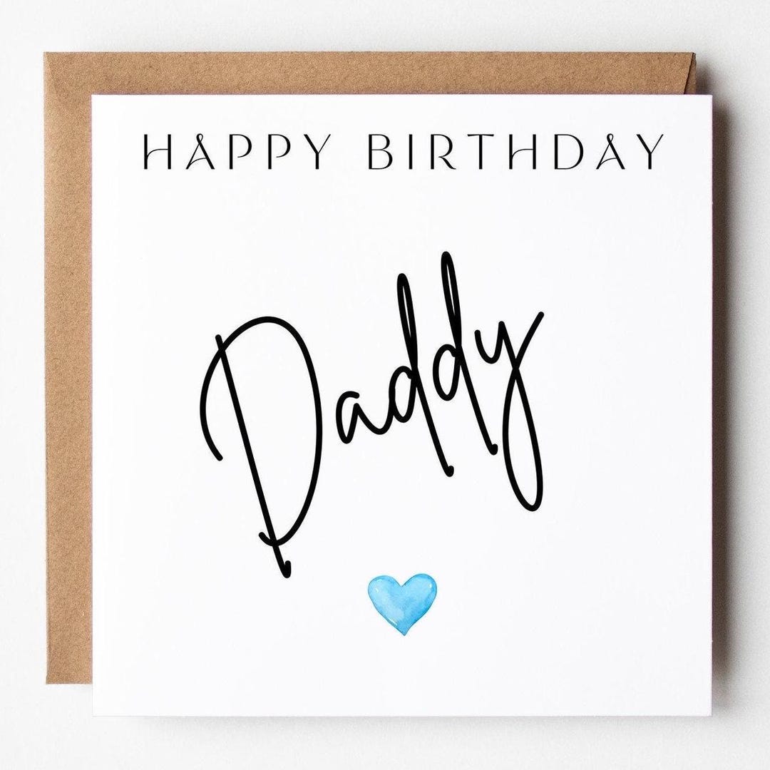 PRINTABLE Daddy Birthday Card, Personalised Card, Blue Heart, Happy ...
