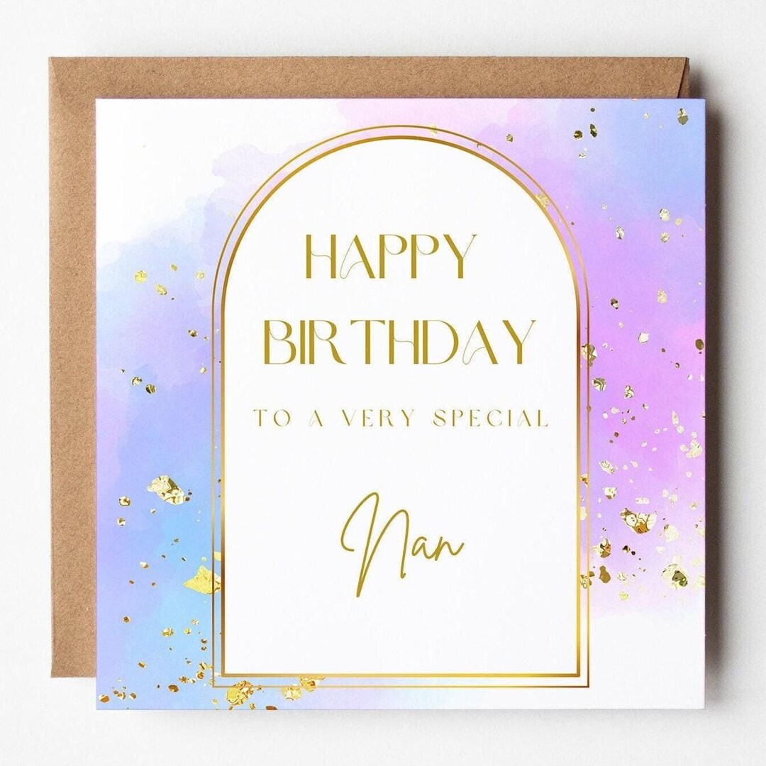 Personalized Birthday Card: Pink Purple Gold Glitter, for Grandma Nanny ...