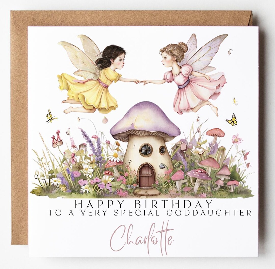 Goddaughter Fairy Birthday Card: Magical Garden, Personalized - Etsy