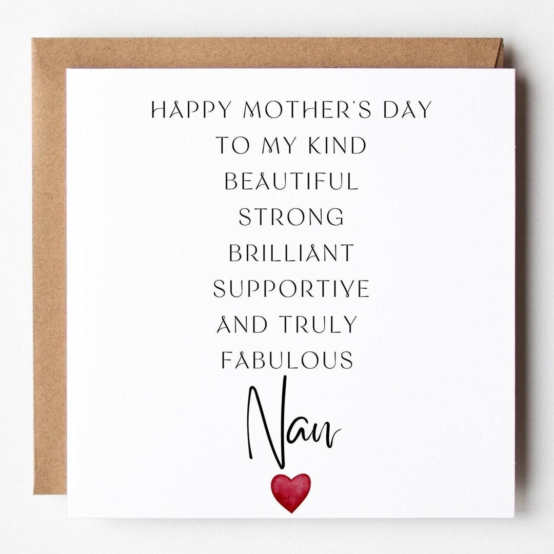 PRINTABLE Nan Mother's Day Card, Poem Card, Happy Mothers Day, Grandma ...