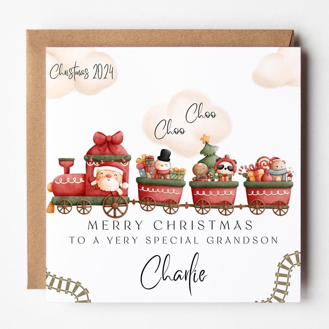 PRINTABLE Christmas Train Card, Santa Train Presents, Personalised Name ...