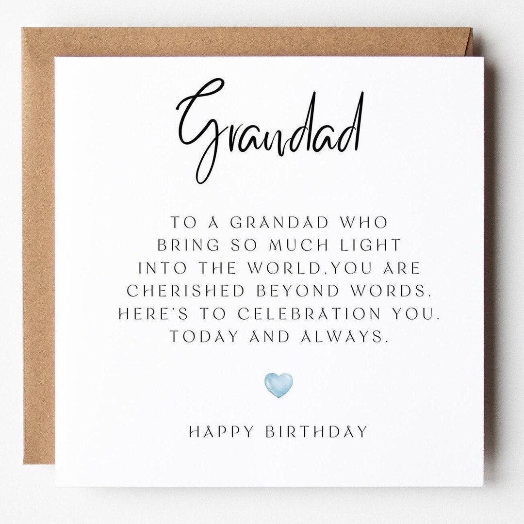 PRINTABLE Grandad Poem Birthday Card, Message Birthday Card, Simple ...