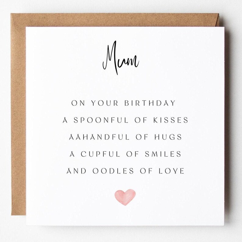 PRINTABLE Mum Poem Birthday Card, Message Birthday Card, Pink Heart ...