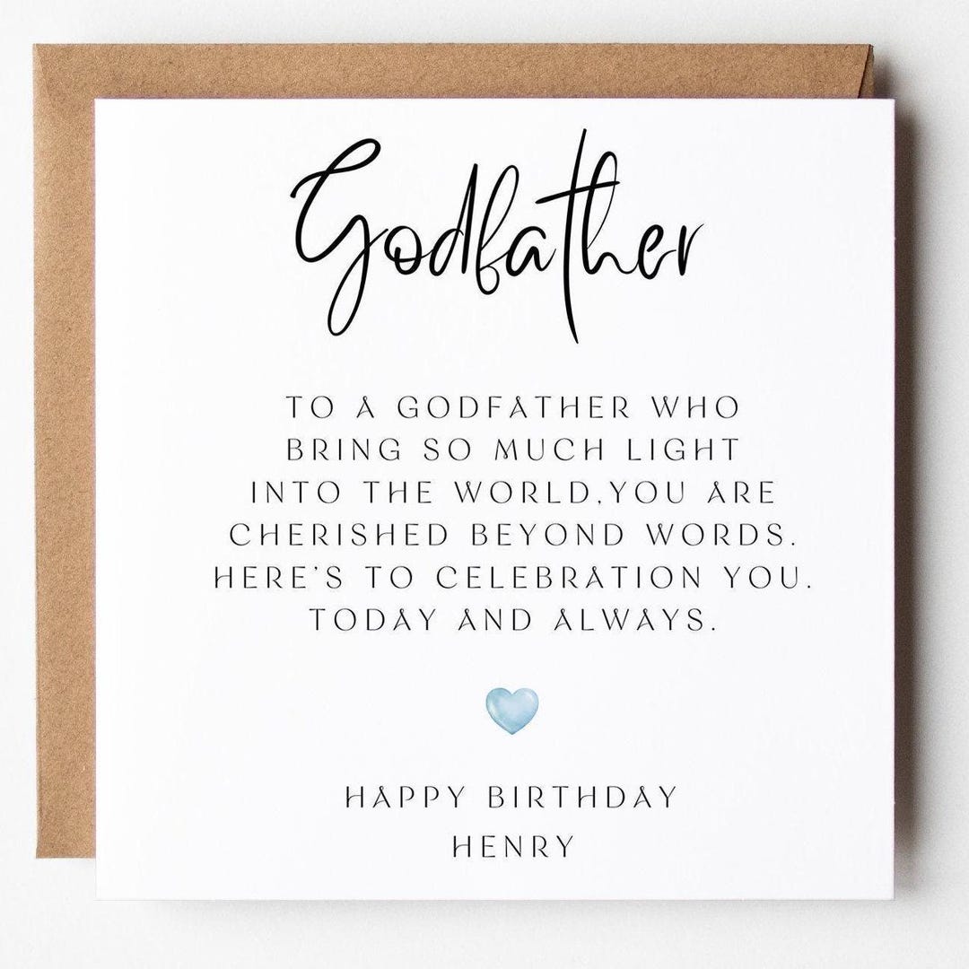 PRINTABLE Godfather Poem Birthday Card, Message Birthday Card, Blue ...