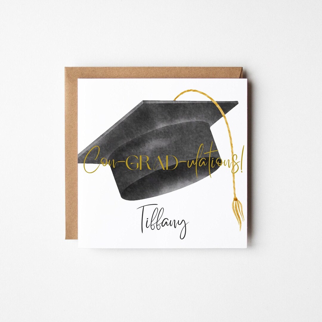 Graduation Cap Card, Personalized Card, Cap & Gown, Well Done ...