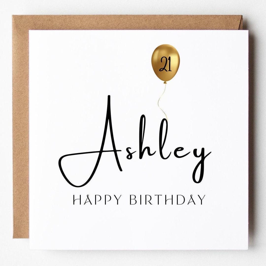 PRINTABLE Personalized Happy Birthday Card, Gold Balloon Card ...