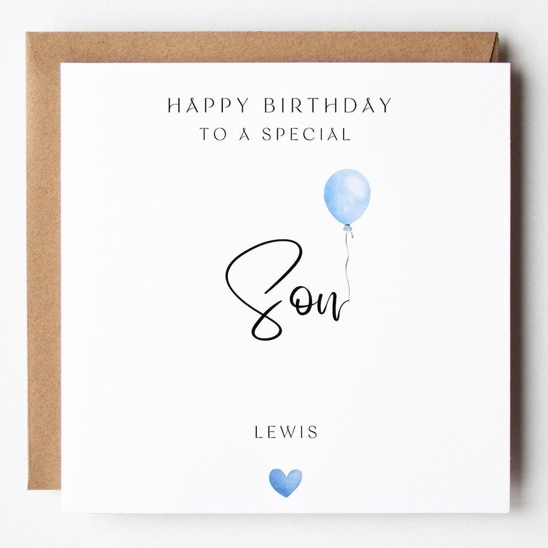 PRINTABLE Son Birthday Card, Special Son, Blue Heart, Pink Card, Blue ...