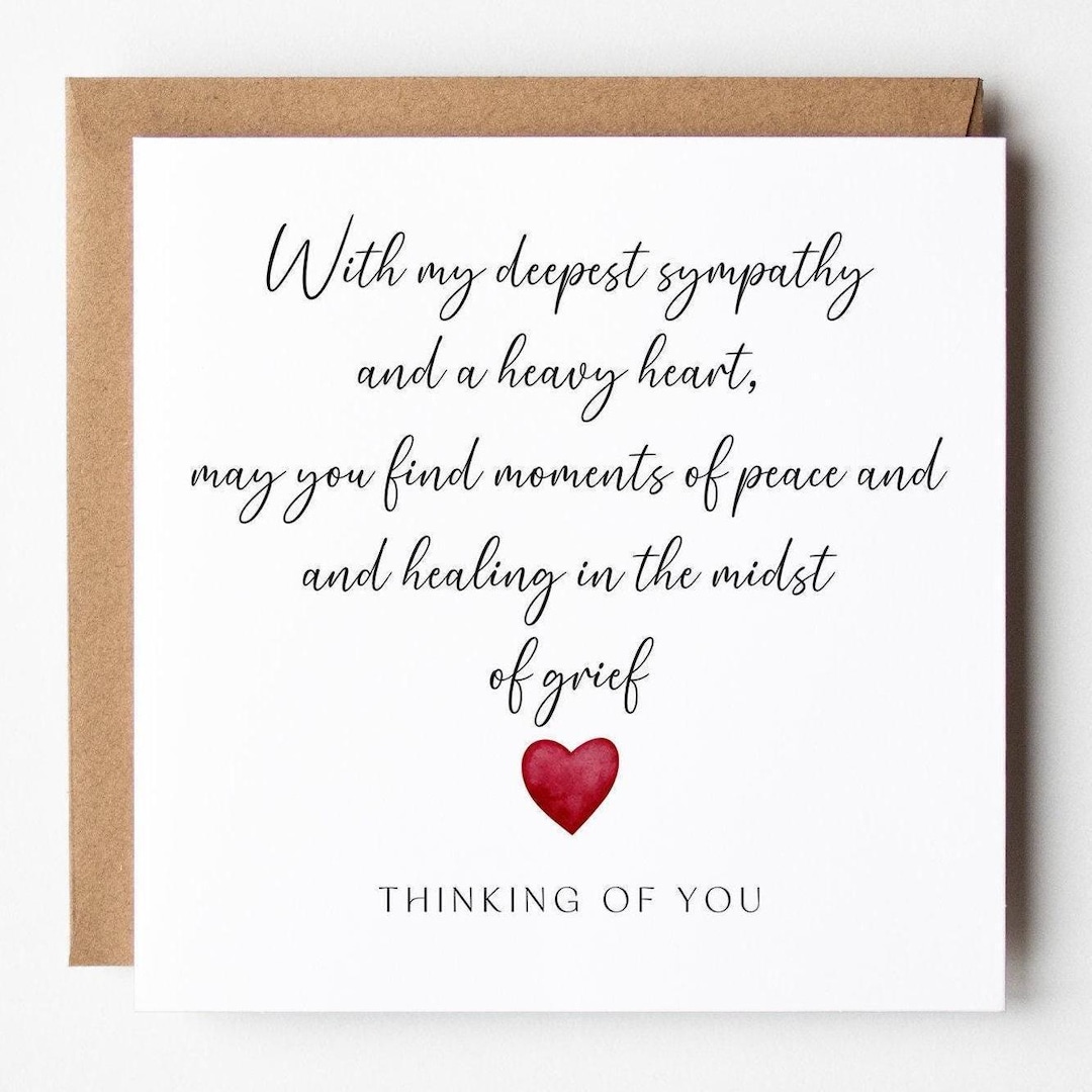 Sympathy Card: Red Heart Condolence Card - Etsy