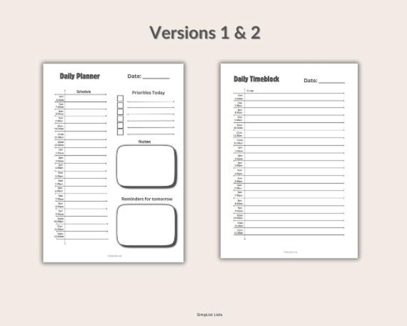Printable Daily Timeblock Planner Bundle: A4, A5, Planner Sizes ...