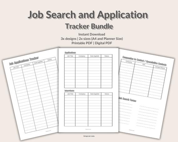 Job Application Tracker Printable Bundle: Editable Job Search Planner ...