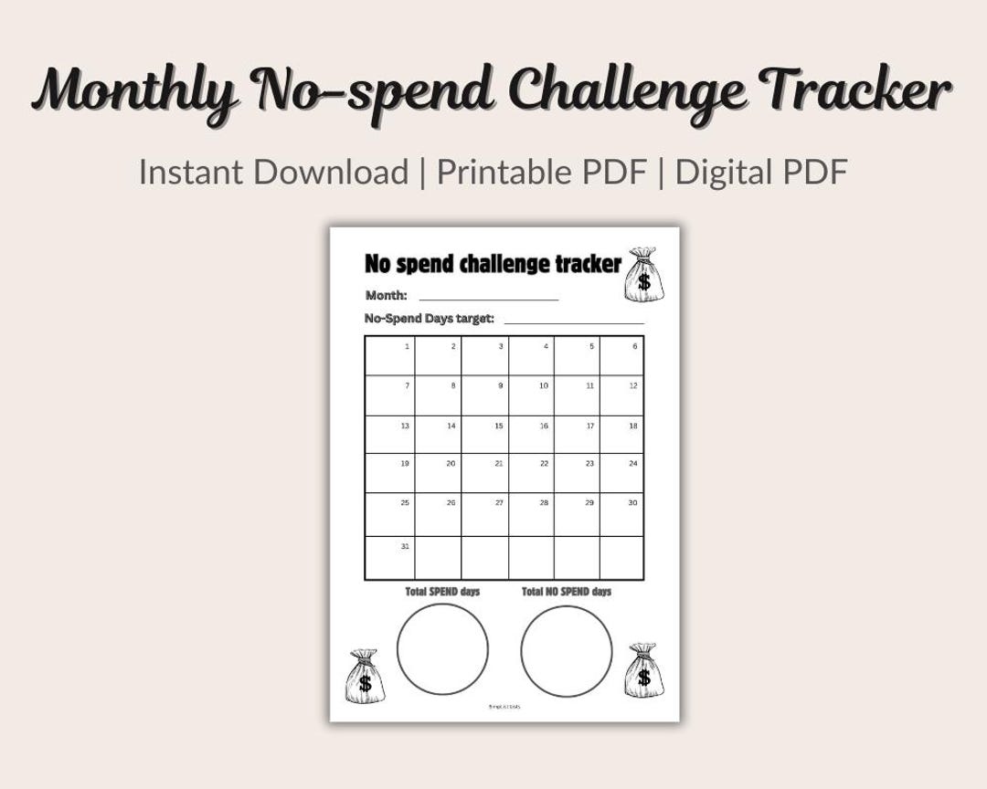 Printable Simple Monthly No Spend Challenge Tracker for Budgeting and ...