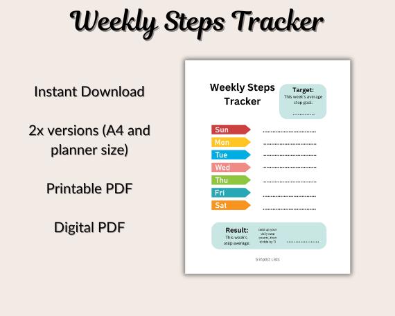 Weekly Step Average Tracker (printable) | Track Your Weekly Step ...