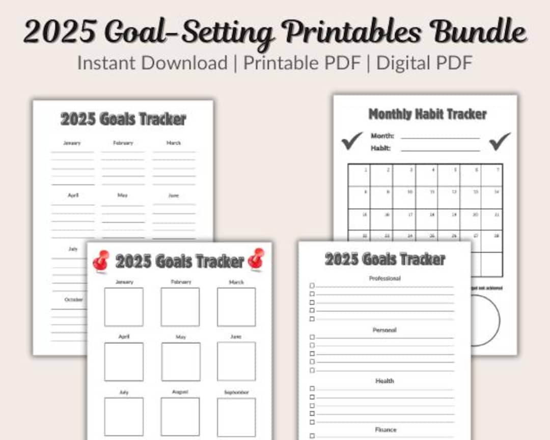 2025 Goals Tracker Bundle Printable | A4 and A3 Size Goal Setting ...