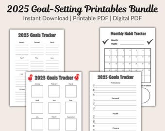 2025 Goals Tracker Bundle Printable | A4 and A3 Size Goal Setting ...