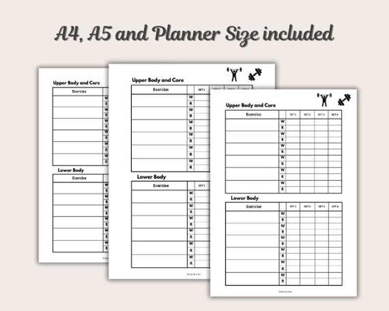 Simple Weight Tracker Log for the Gym | Workout Progress Journal | Strength Training Log ...