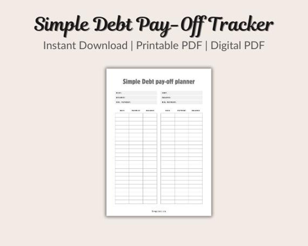 Debt Payoff Tracker Printable | Two Sources, Minimalist Design (digital ...