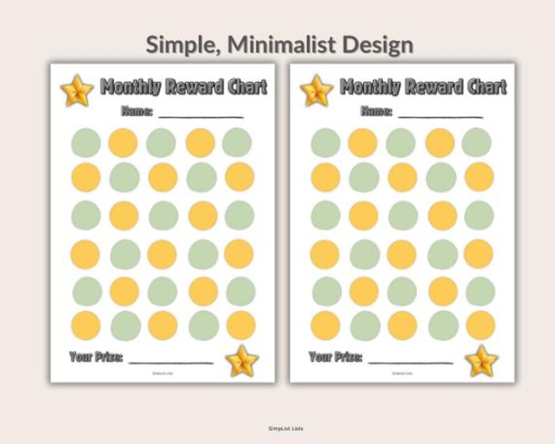 Printable Kids Monthly Reward Chart for Home – Fun Goal Tracker and ...