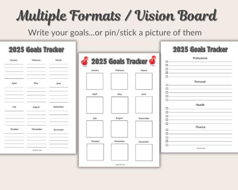 2025 Goals Tracker Bundle | Visual & List Planners (PDF) - Etsy UK