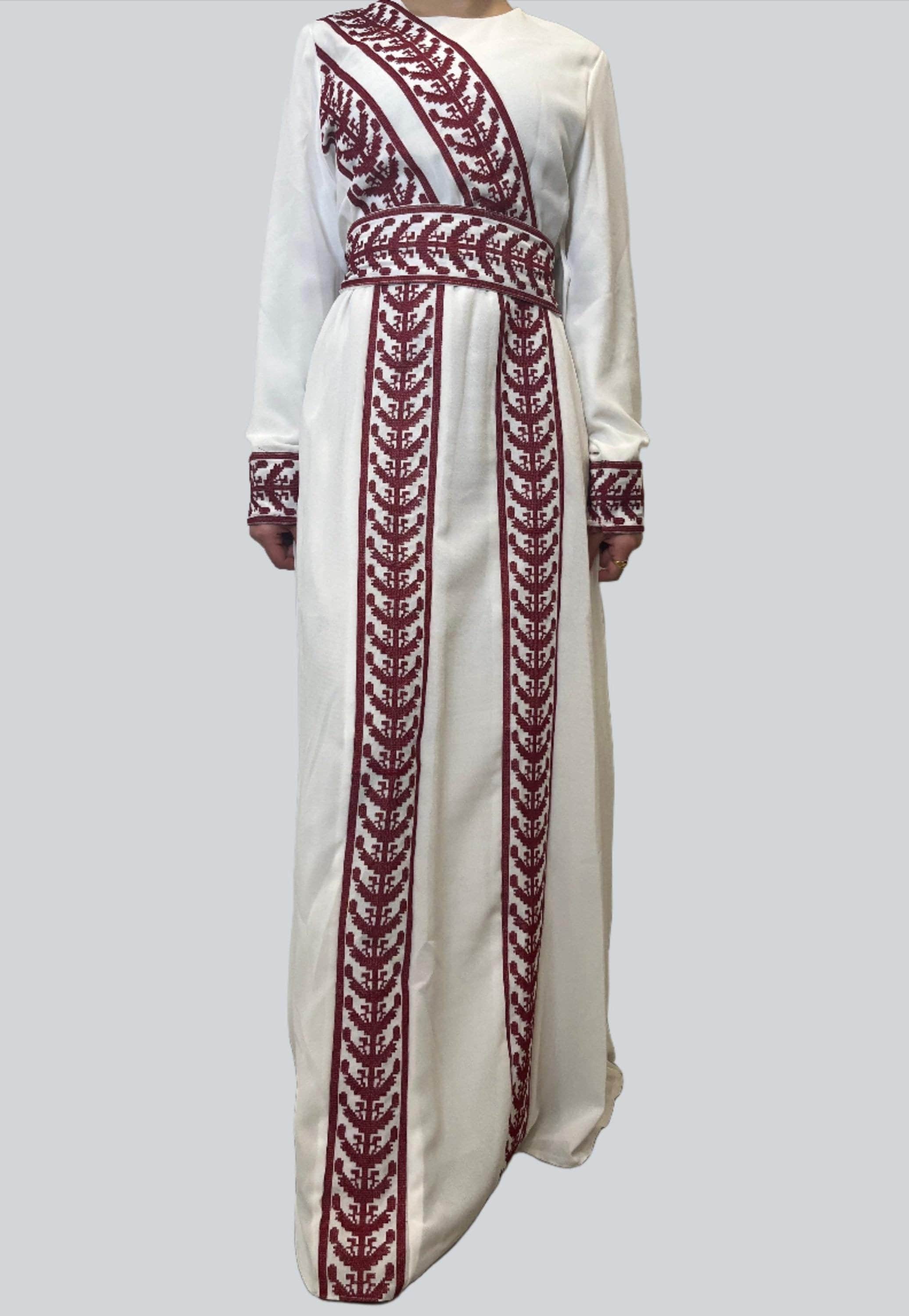 The Modern Red Tatreez Embroidered Feather Wrap Palestinian Thobe - Etsy