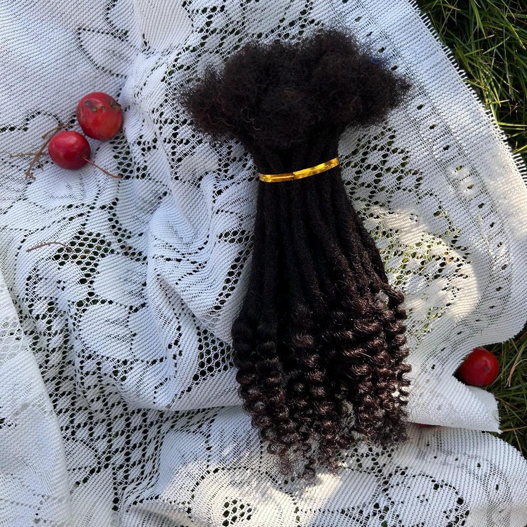 Curly End Locs Extensions 100% Human Hair Handmade 100locs per Bundles ...