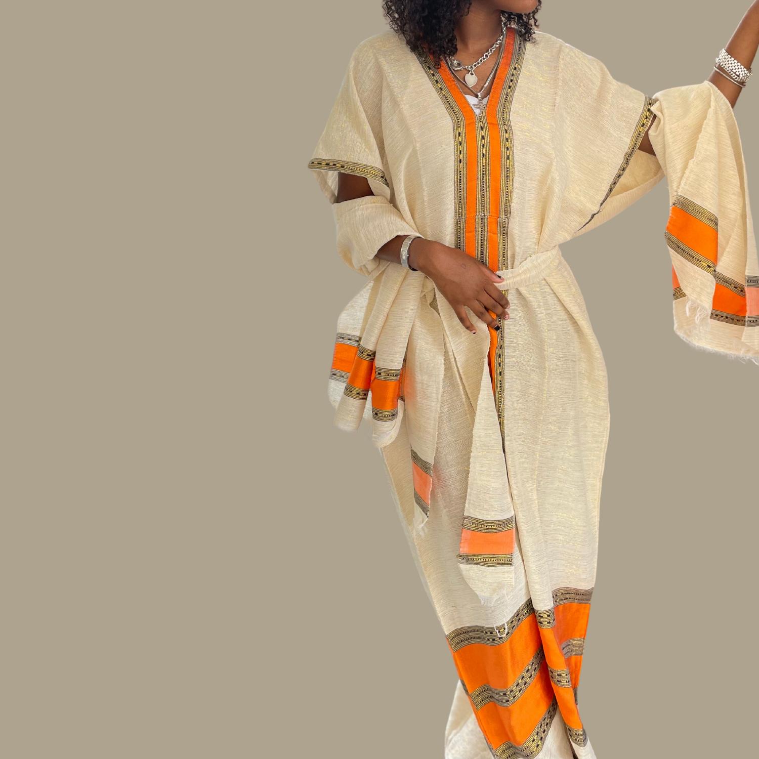 Ethiopian Traditional Coffee Dress With Netela Scarf Beautiful Long ...