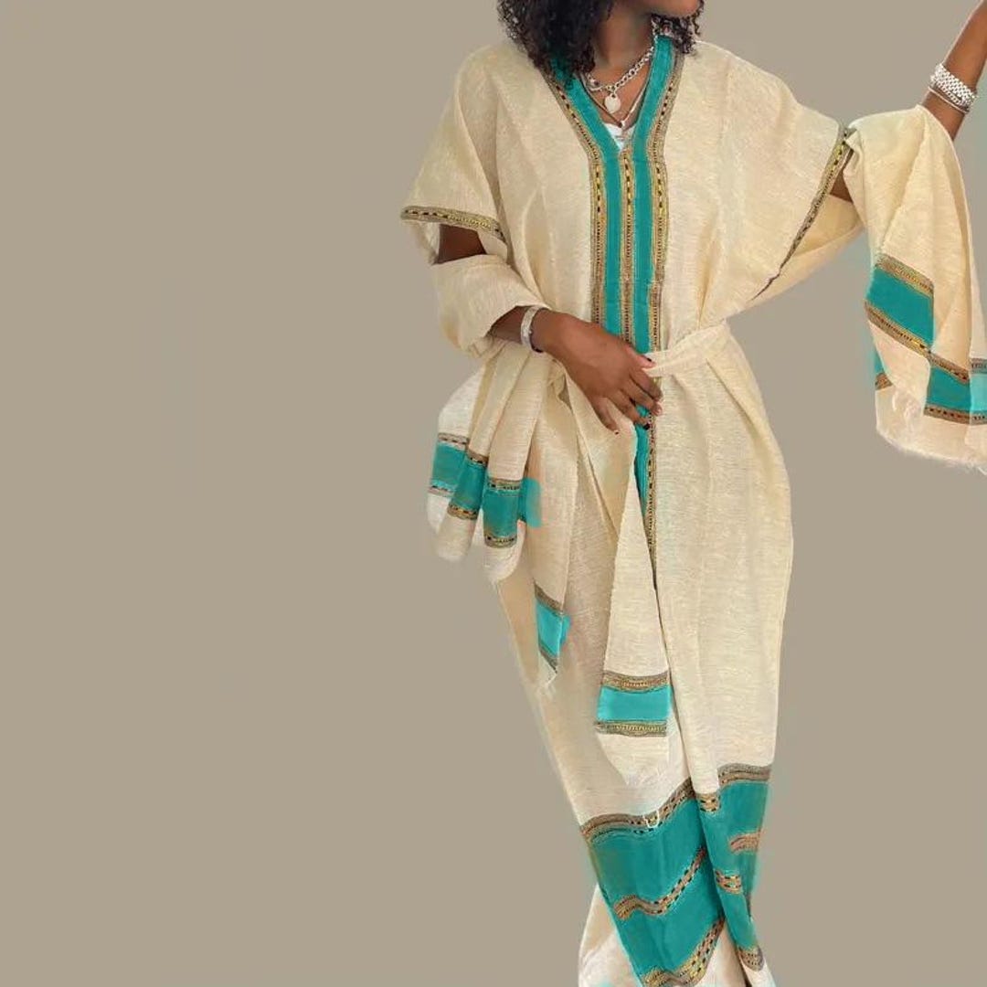 Handwoven Ethiopian Cotton Dress With Netela Scarf: Habesha Kemis - Etsy