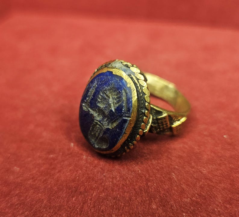 Lapis Lazuli Warrior's Haunted Ring: Brass Psychic Protection Magic ...