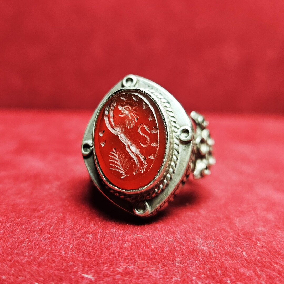 Money Attraction Ring: Carnelian Success Amulet, Antique Silver Occult ...