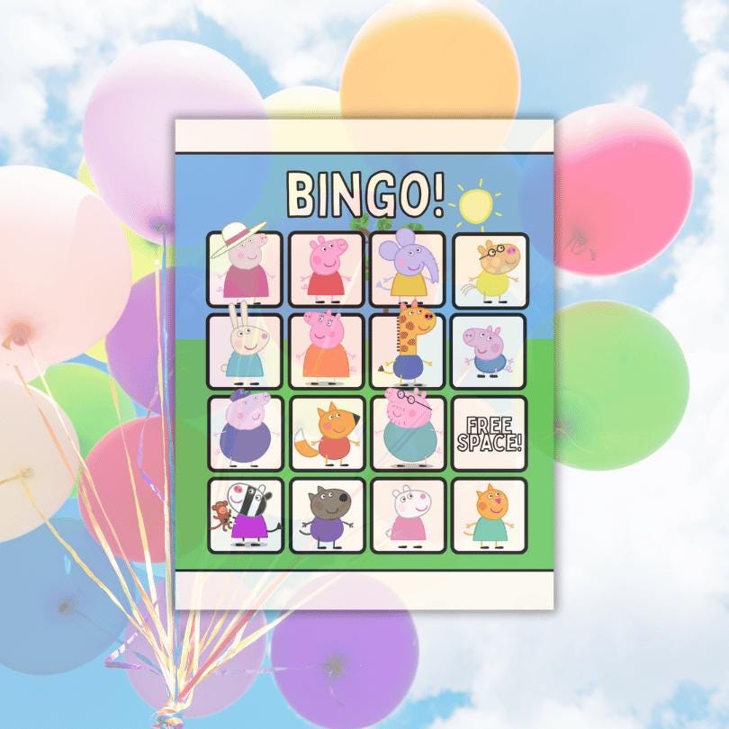 Peppa Pig Bingo for Kids' Parties | Digital Download - Etsy