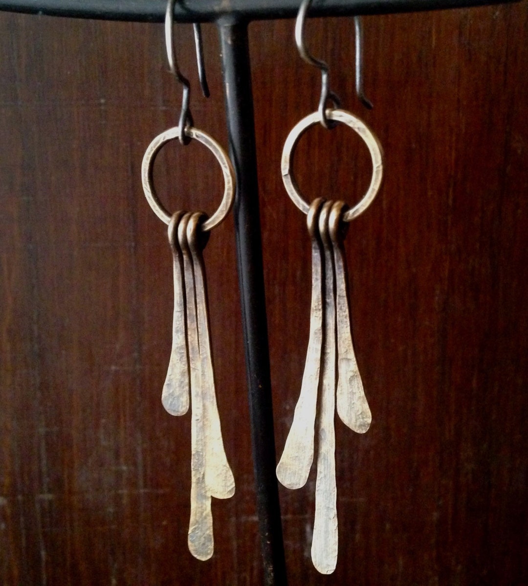 Brass Long Drop Earrings - Etsy