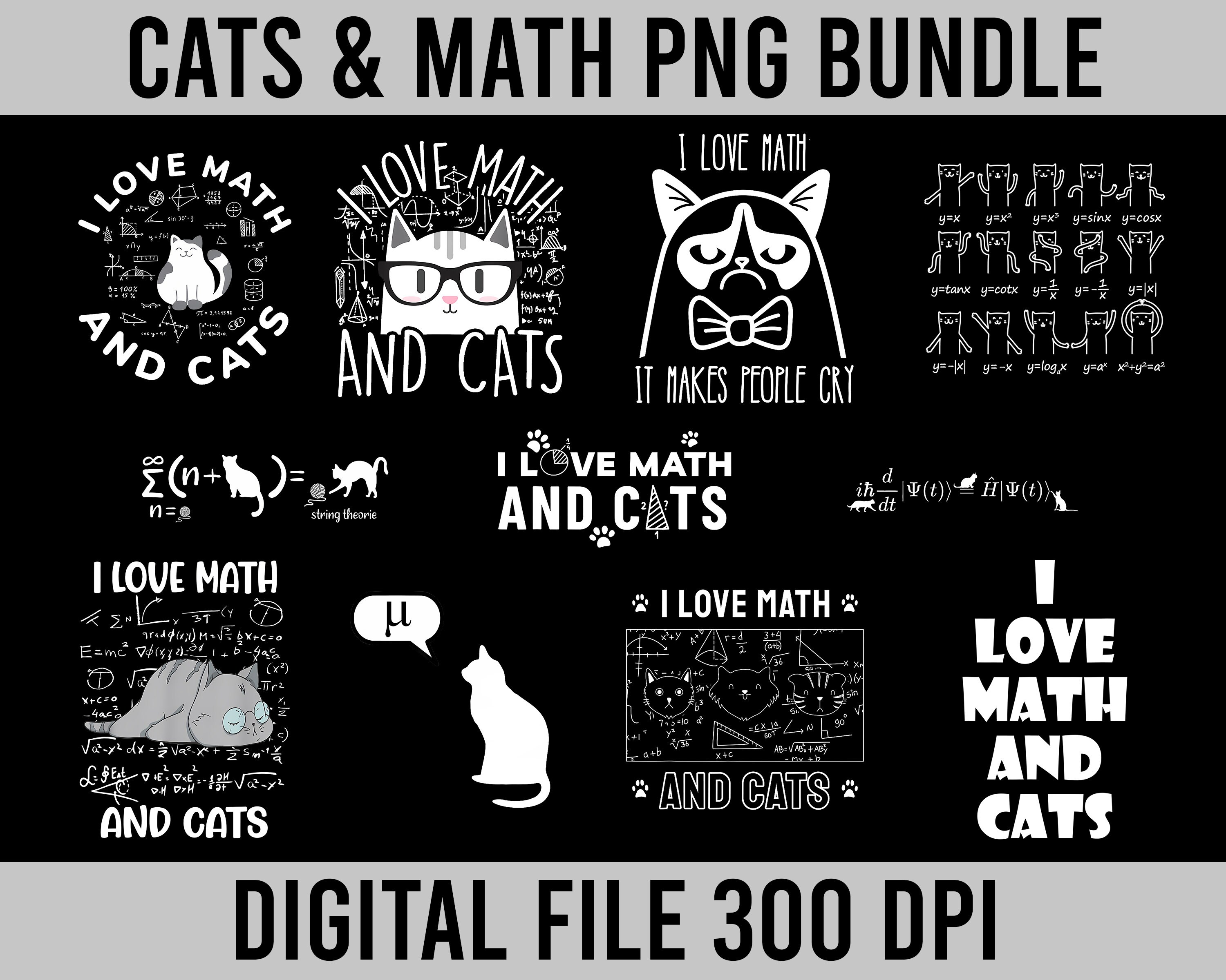 Cat Math PNG Bundle, Funny Math Png, Math Teacher Png, Math Lover Png ...